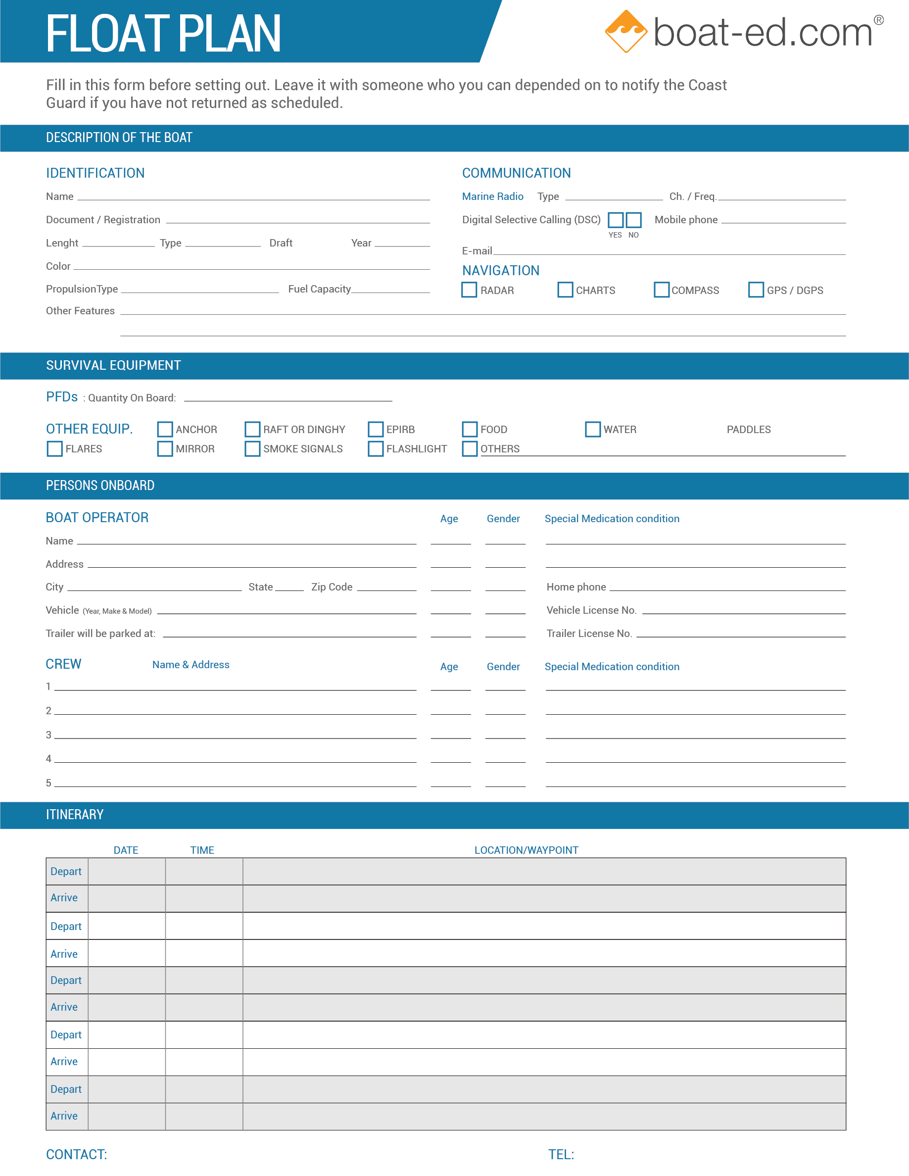 What is a Float Plan (and Why Should You Use One?) | Boat Ed®